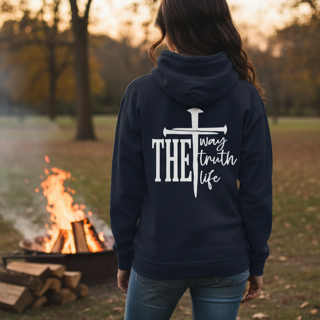The Way, Truth, Life' Cross Design Hoodie | Ignited Faith